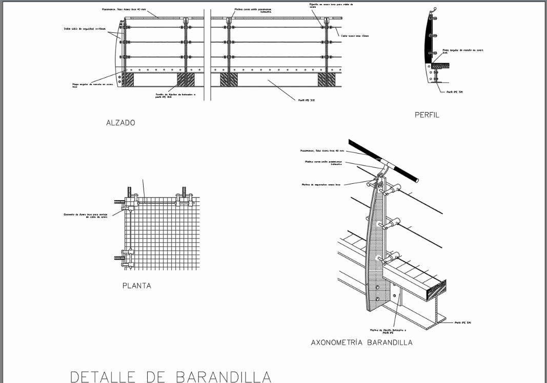 Steel railing detail in AutoCAD | CAD download (130.45 KB) | Bibliocad