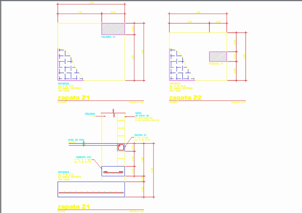 Zapata Aislada Con Armadero Detalle En Autocad Cad 3667 Kb Bibliocad