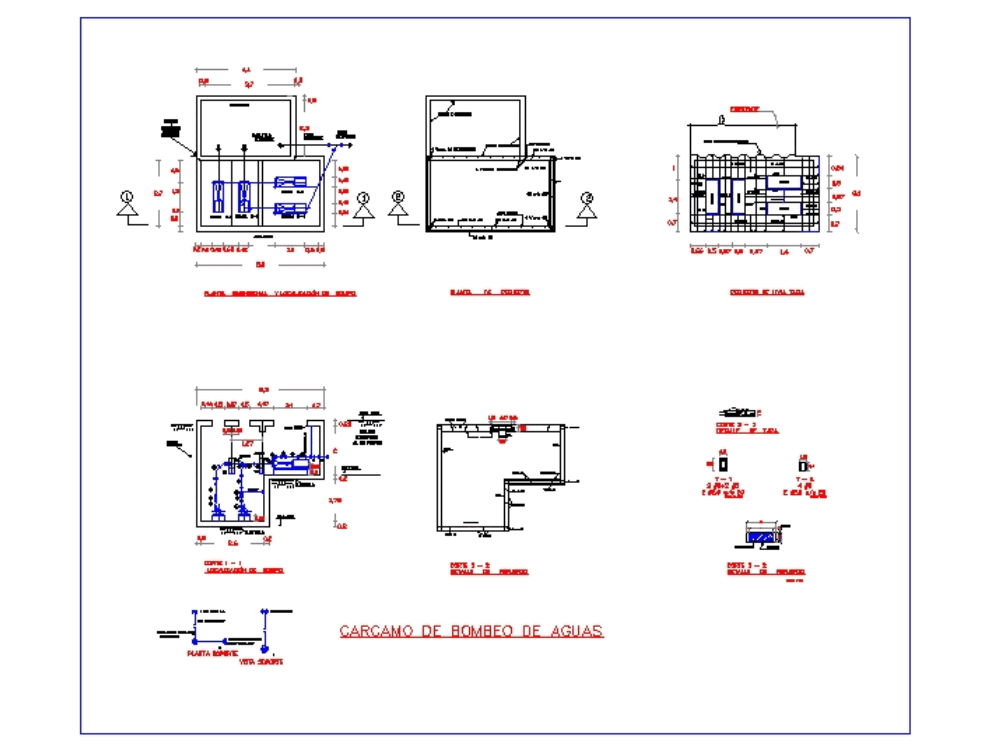 Carcamo de bombeo de aguas en AutoCAD | CAD (98.27 KB) | Bibliocad