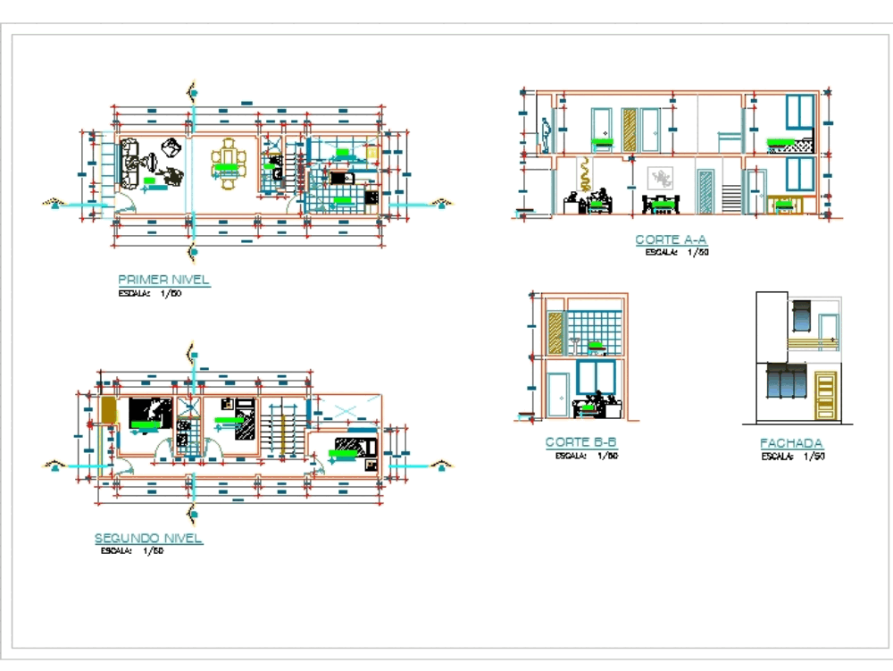 Vivienda unifamiliar en AutoCAD | Descargar CAD gratis (486.37 KB) | Bibliocad