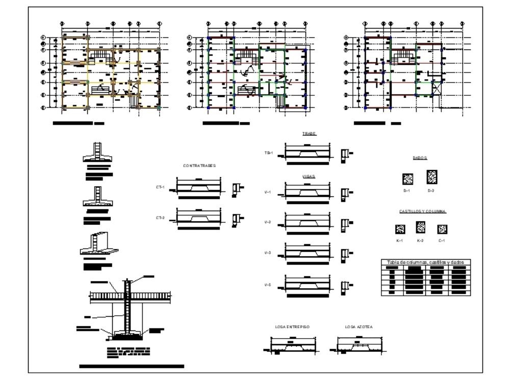 Détails du plan de fondation dans AutoCAD | CAD (458.82 KB) | Bibliocad