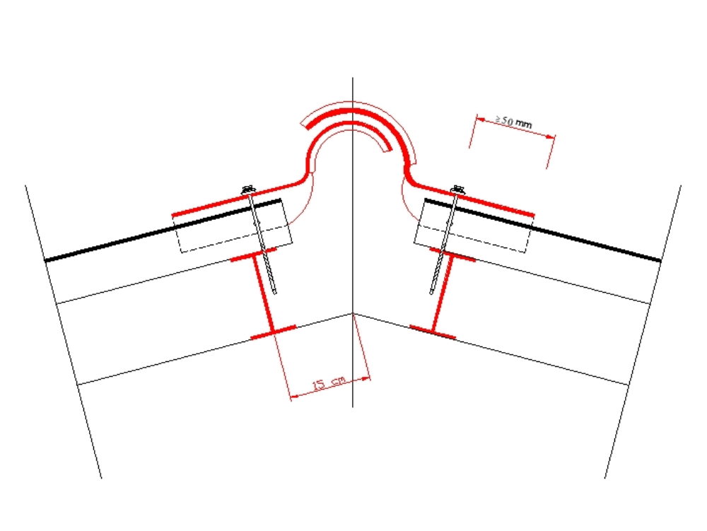 Detalle de una cumbrera de dos aguas (14.27 KB) | Bibliocad