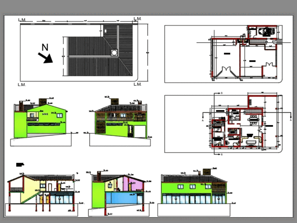 Casa de dos plantas en AutoCAD | Descargar CAD gratis (827.39 KB) | Bibliocad
