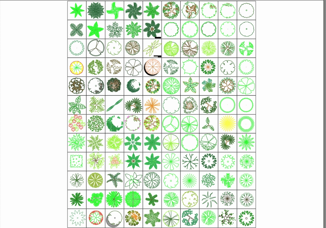 Vegetation in top view - 2d in AutoCAD | CAD (5.64 MB) | Bibliocad
