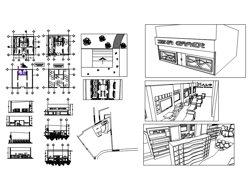 Proyecto de una boutique gamer en AutoCAD | CAD (1.97 MB) | Bibliocad
