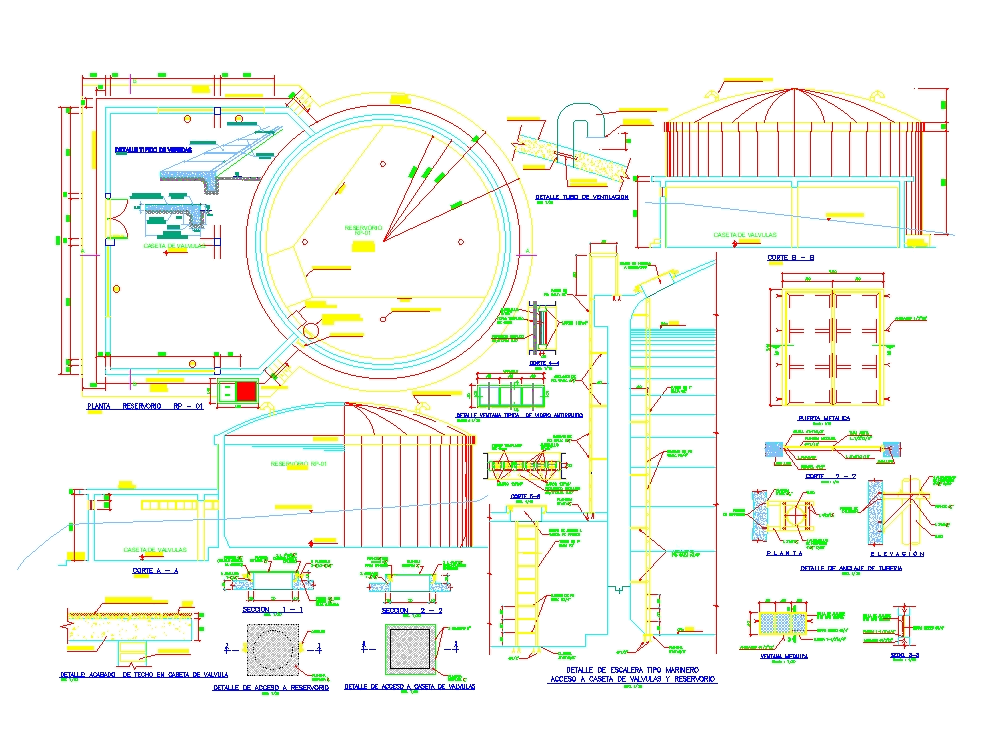 Planos de reservorio de 400 m3 en AutoCAD | CAD (654.09 KB) | Bibliocad