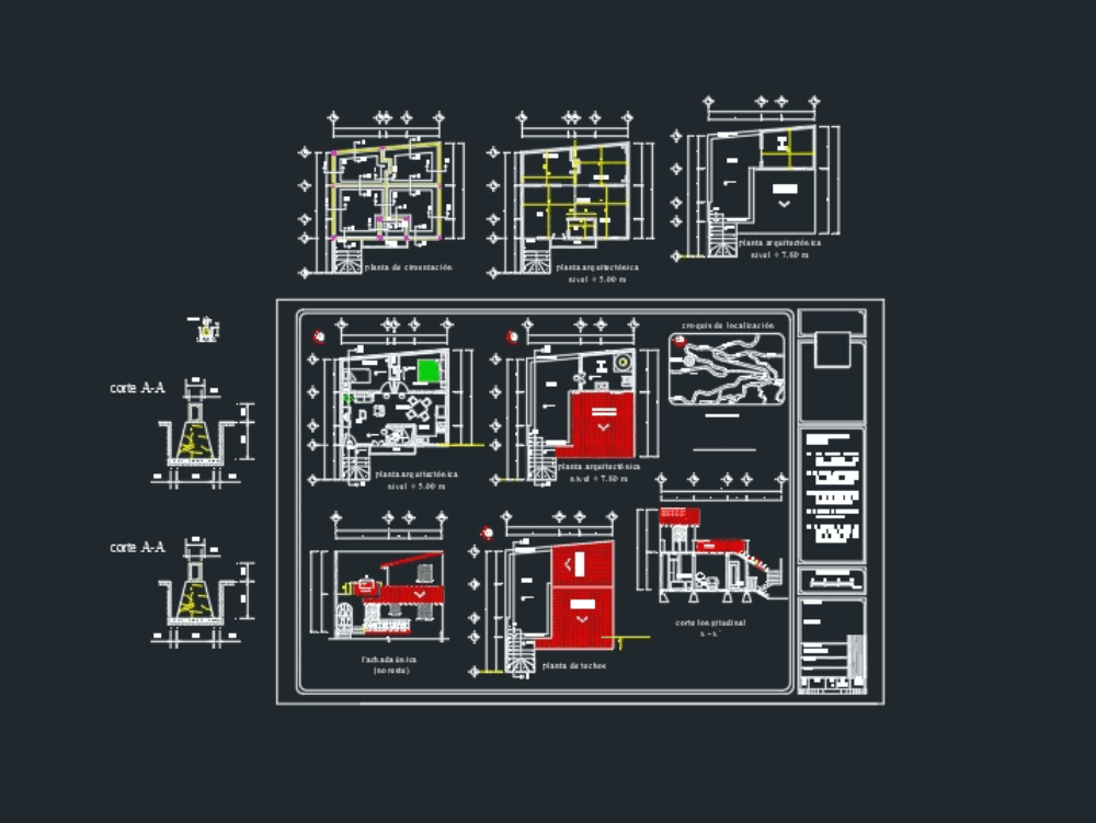 Vivienda colonial 2 niveles en AutoCAD | CAD (1.26 MB) | Bibliocad