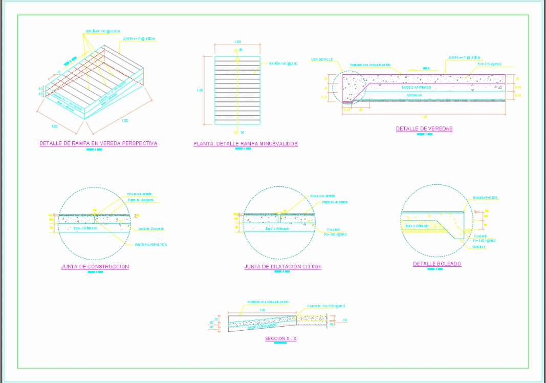 Détail des trottoirs et des rampes dans AutoCAD | CAD (87.69 KB ...
