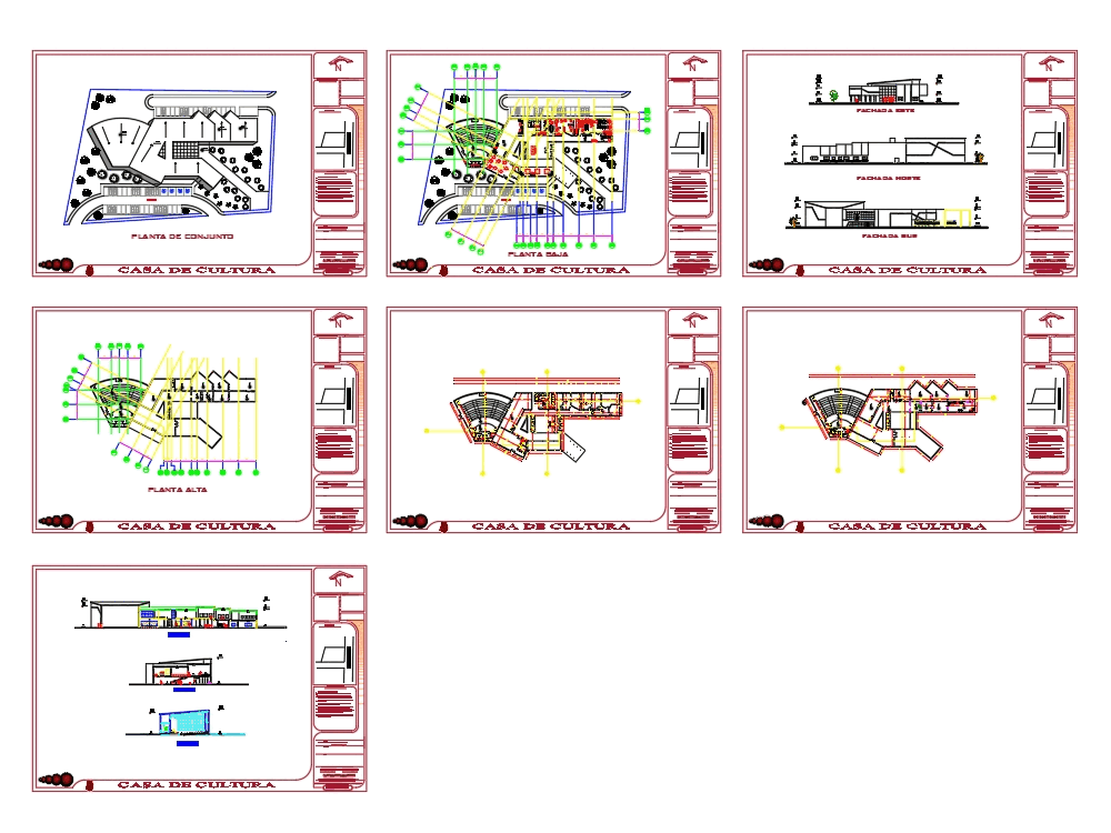Centro cultural en AutoCAD | Descargar CAD gratis (1.97 MB) | Bibliocad