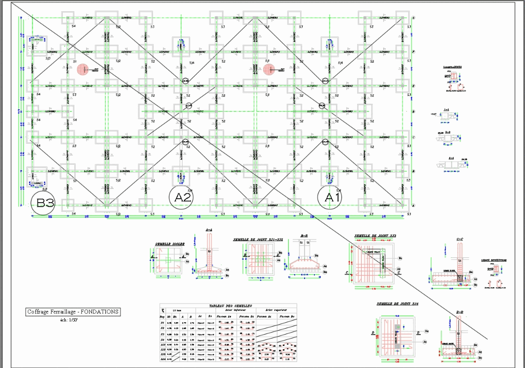 Foundations details in AutoCAD | CAD download (193.83 KB) | Bibliocad
