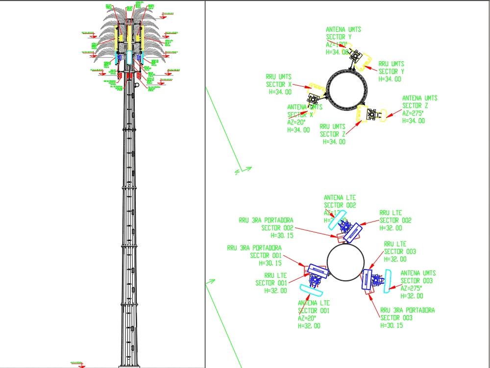 Monopolo camuflajeado en AutoCAD | Descargar CAD (459.14 KB) | Bibliocad