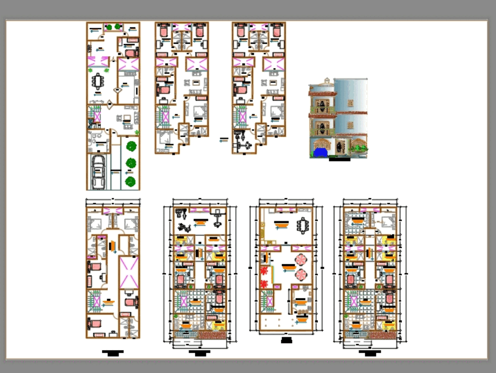 Vivienda de 200m2 en AutoCAD | Descargar CAD (1.83 MB) | Bibliocad