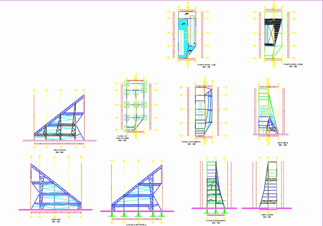 Mirador - diseño estructural en AutoCAD | CAD (369.67 KB) | Bibliocad