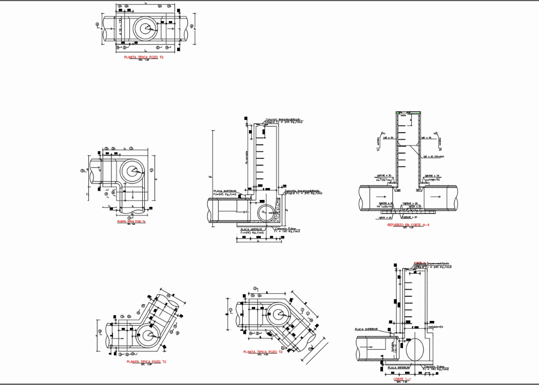 Alcantarillado pozos de inspeccion en AutoCAD | CAD (227.5 KB) | Bibliocad