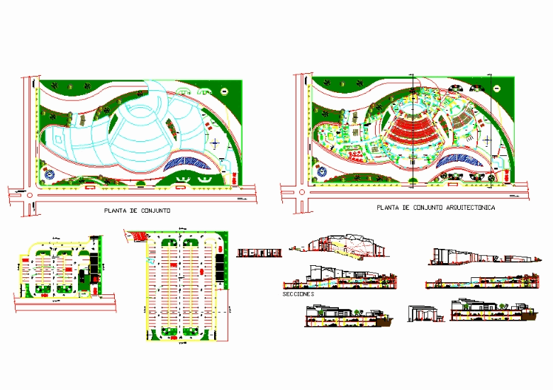 Centro cultural en AutoCAD | Descargar CAD gratis (3.17 MB) | Bibliocad