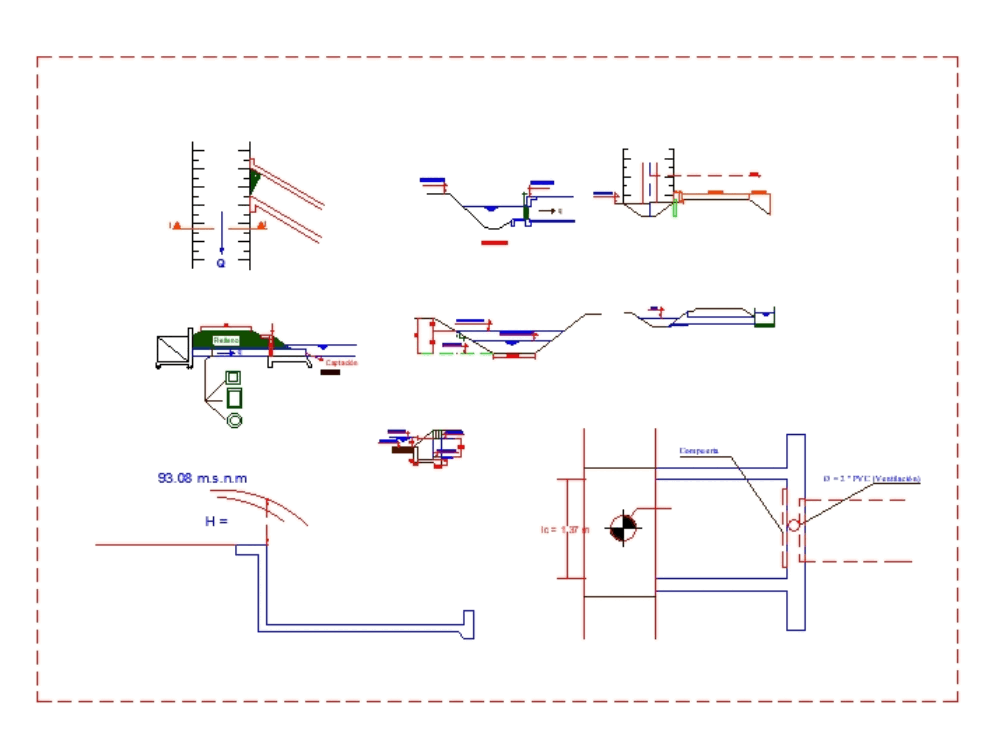 Esquemas general de un canal en AutoCAD | CAD (128.05 KB) | Bibliocad