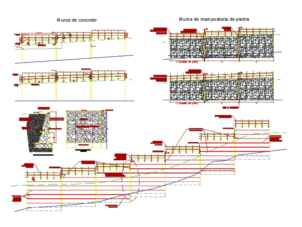 Retaining walls in AutoCAD | CAD download (1.21 MB) | Bibliocad