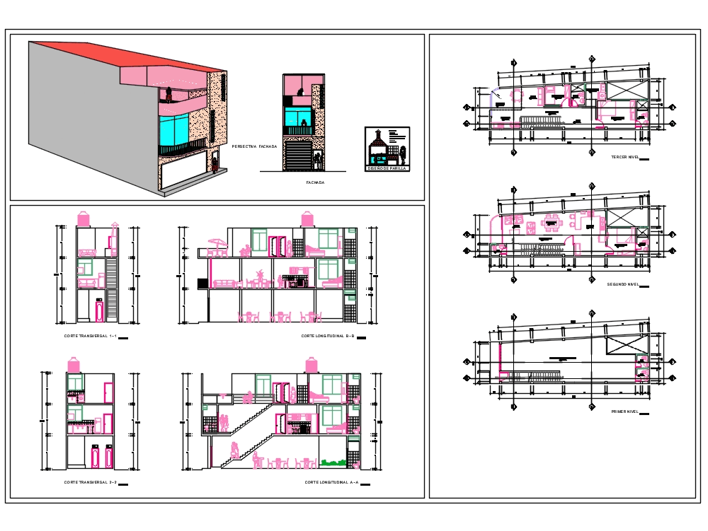 Casa vivienda 2d en AutoCAD | Descargar CAD gratis (945.12 KB) | Bibliocad