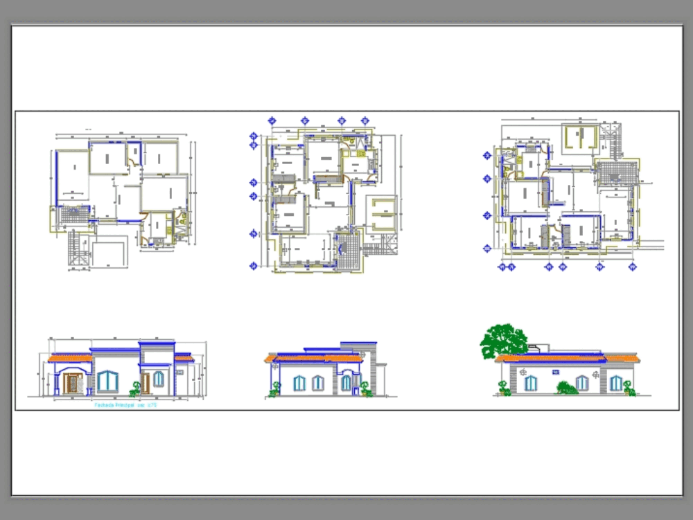 Vivienda unifamiliar de 1 piso en AutoCAD | CAD (3.88 MB) | Bibliocad