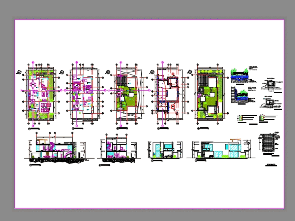 Casa habitaccion - techo verde en AutoCAD | CAD (1.66 MB) | Bibliocad
