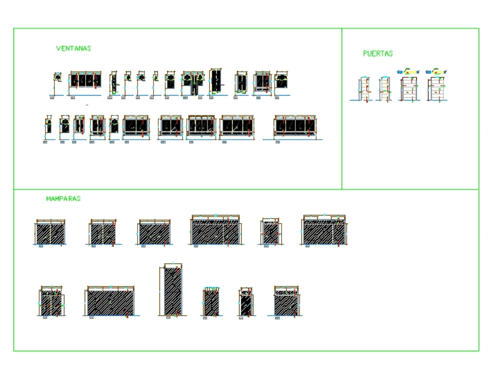 Doors; windows and screens in AutoCAD | CAD (989.82 KB) | Bibliocad