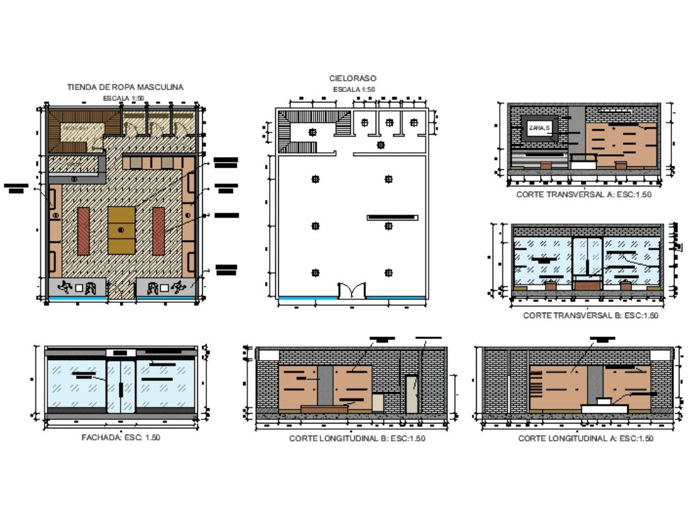 Magasin de vêtements pour hommes dans AutoCAD | CAD (449.98 KB) | Bibliocad
