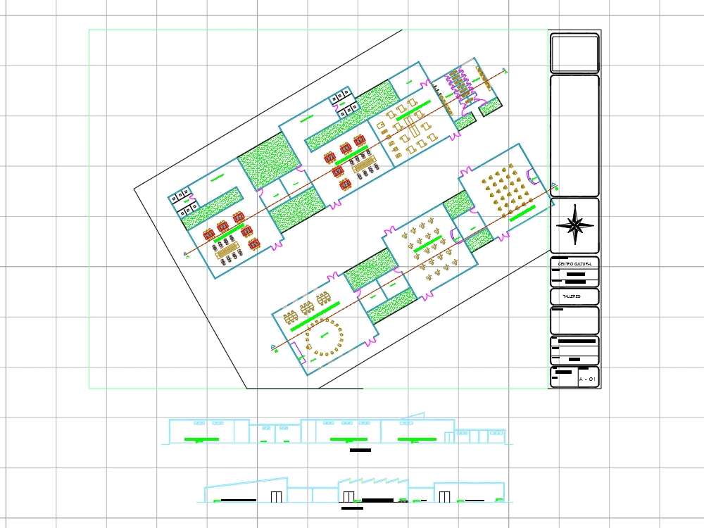 Talleres De Centro Cultural En Autocad Cad 264 84 Kb Bibliocad