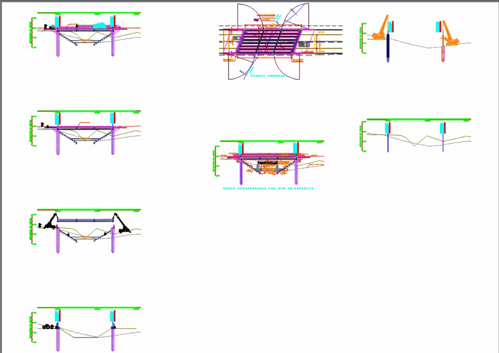 Proceso constructivo de puente en AutoCAD | CAD (565.41 KB) | Bibliocad