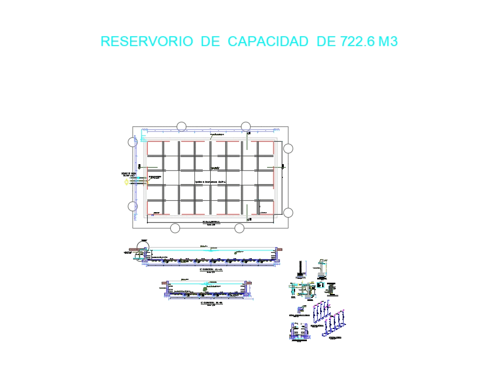 Plano de reservorio abierto en AutoCAD | CAD (560.54 KB) | Bibliocad