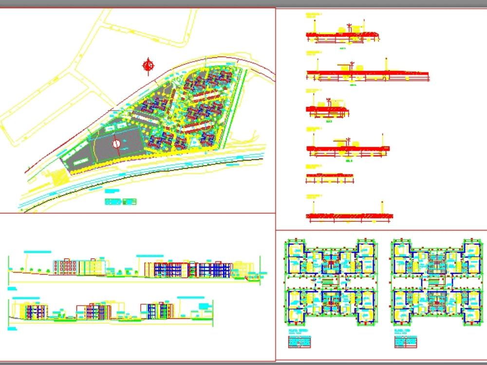 Housing complex in AutoCAD | Download CAD free (1.46 MB) | Bibliocad