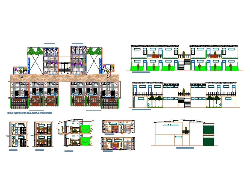 Youth hostel in AutoCAD | Download CAD free (7.33 MB) | Bibliocad