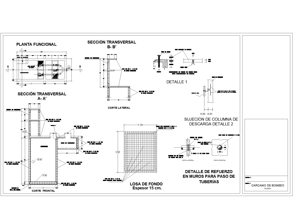 Carcamo de bombeo en AutoCAD | Descargar CAD gratis (161.66 KB) | Bibliocad