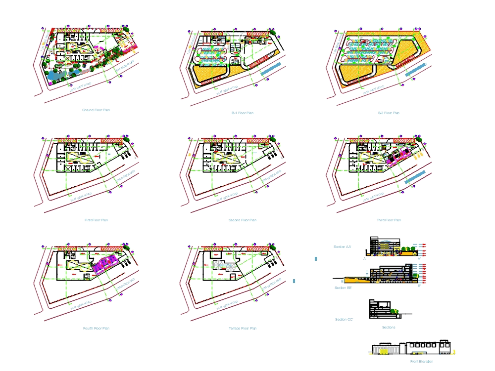 Commercial complex in AutoCAD | CAD download (3.37 MB) | Bibliocad