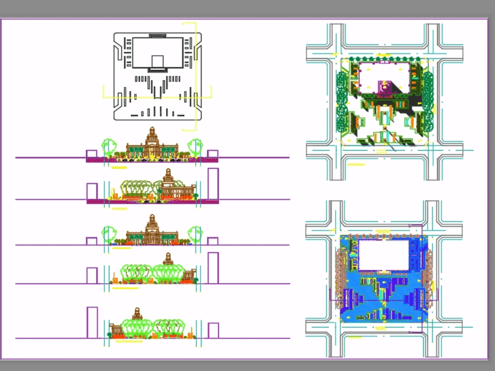 Civic square in AutoCAD | CAD download (7.55 MB) | Bibliocad