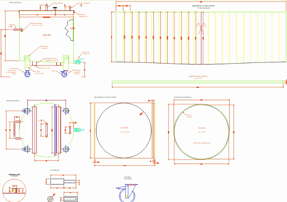 Estanque acero inoxidable en AutoCAD | Descargar CAD (229.81 KB) | Bibliocad