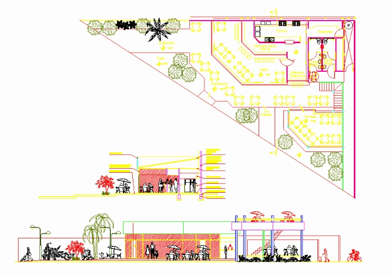 Local gastronomico en AutoCAD | Descargar CAD (1.61 MB) | Bibliocad