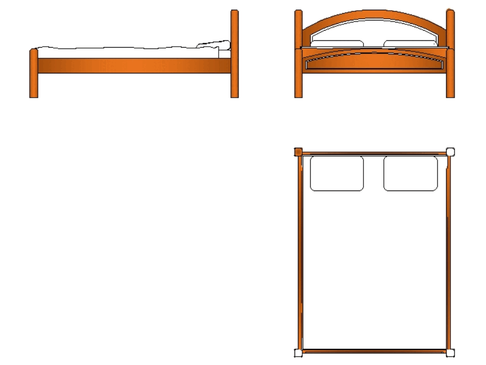 Cama en AutoCAD | Descargar CAD gratis (105.58 KB) | Bibliocad