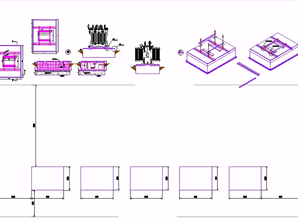 Foundations of transformer in AutoCAD | CAD (302.71 KB) | Bibliocad