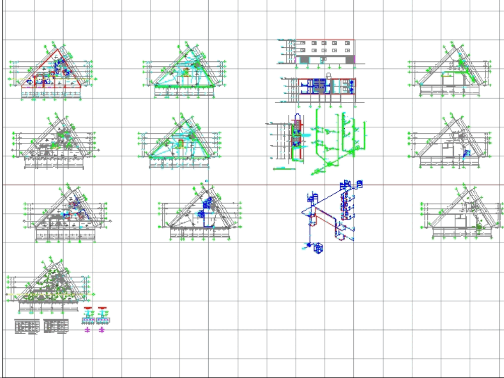 Departments triangular top view in AutoCAD | CAD (1.16 MB) | Bibliocad