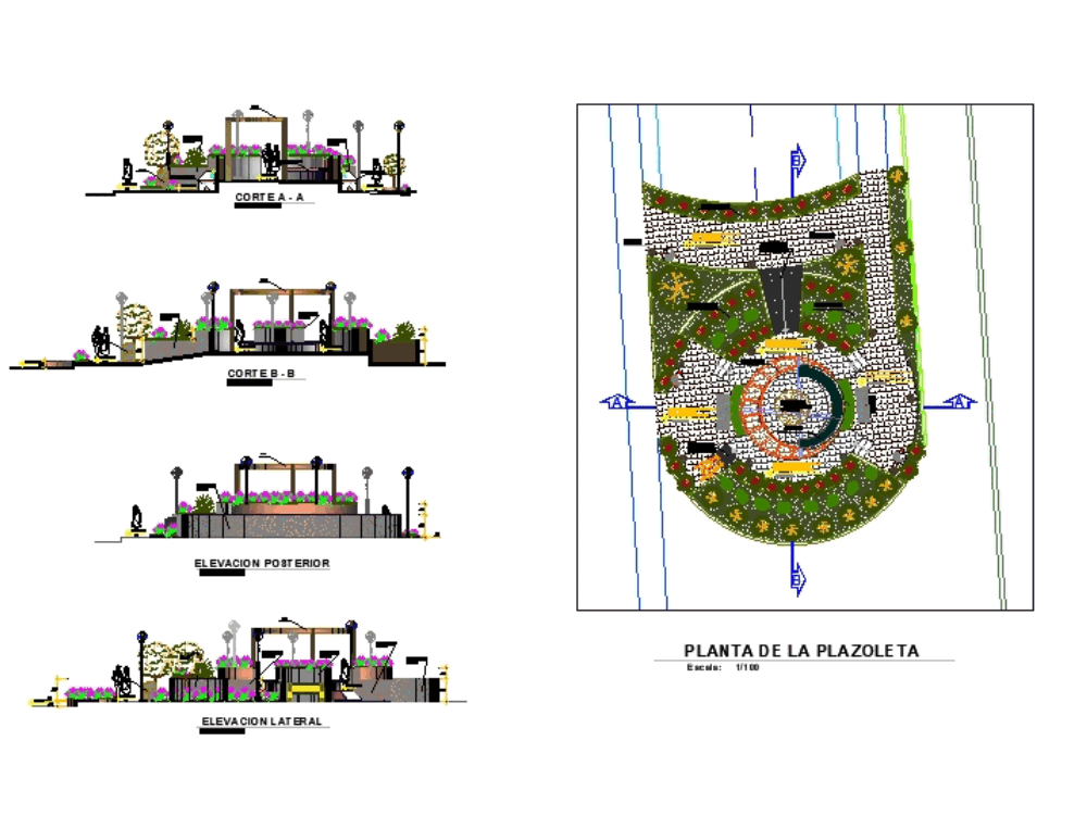 Plazoleta en AutoCAD | Descargar CAD (682.14 KB) | Bibliocad
