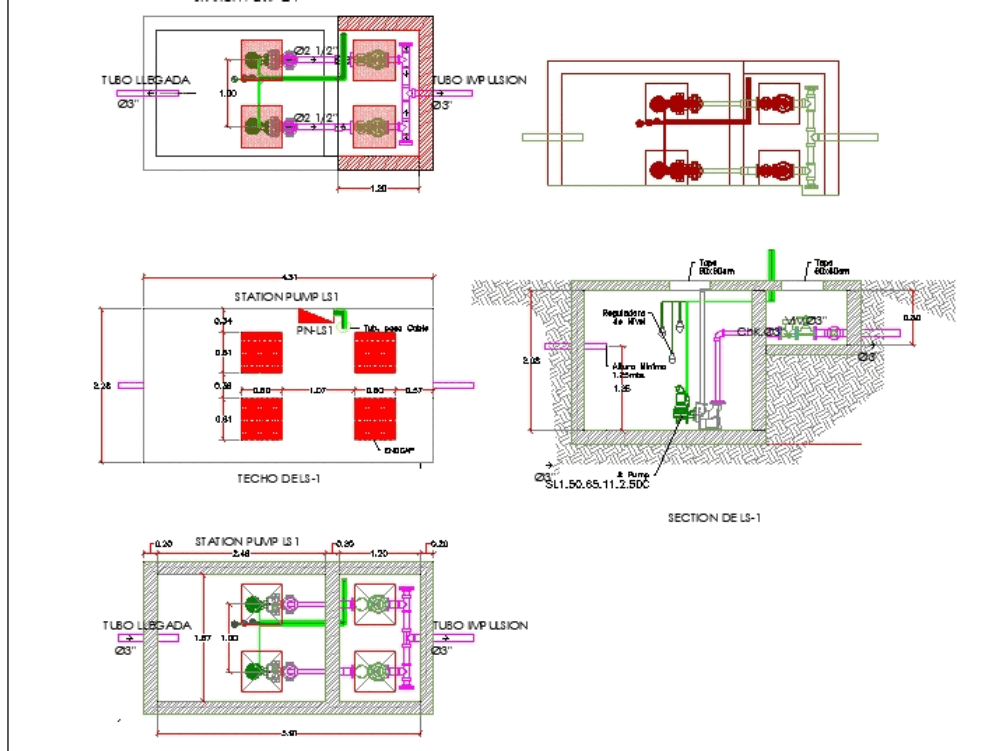 Estacion de bombeo en AutoCAD | Descargar CAD (6.19 MB) | Bibliocad