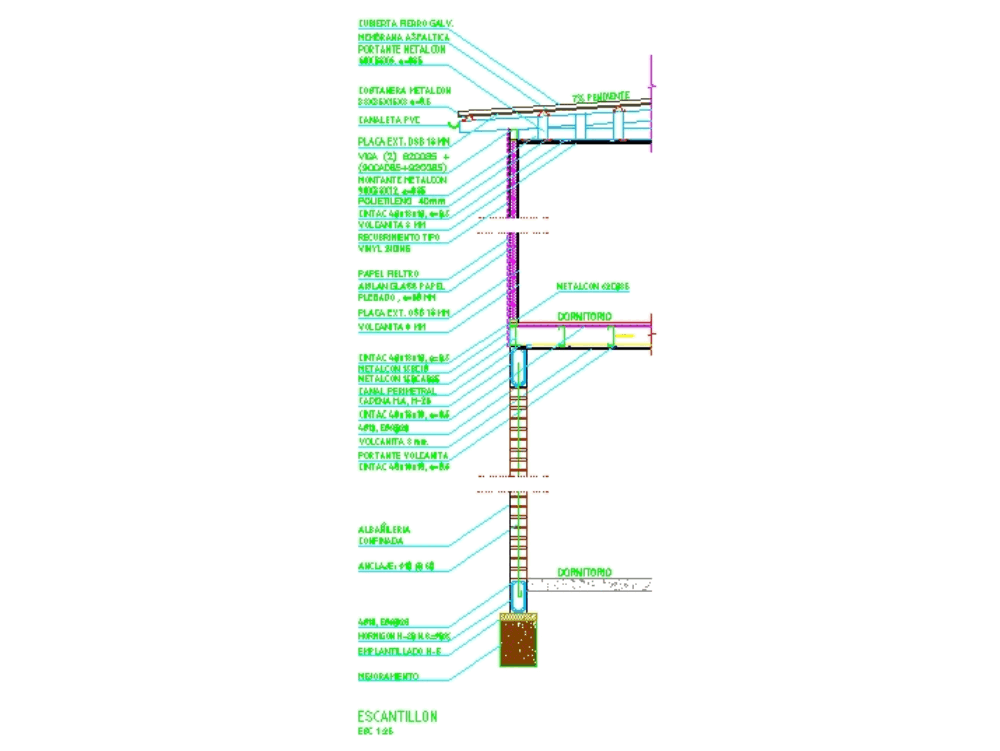 Escantillon albanileria y metalcon en AutoCAD | CAD (102.49 KB) | Bibliocad