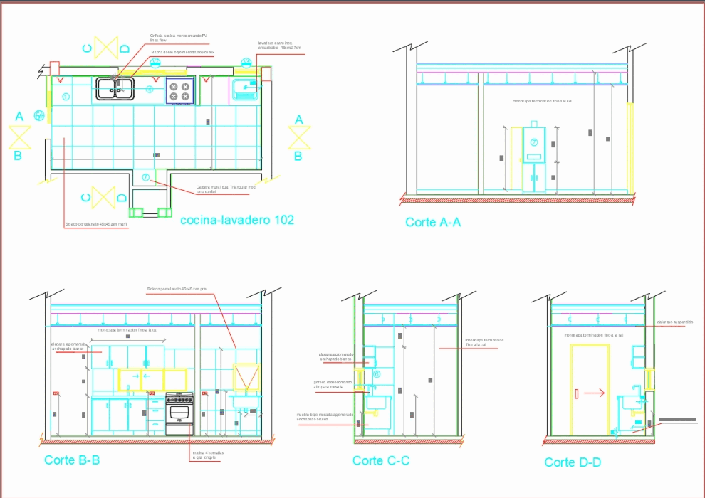 Kitchen in AutoCAD | CAD download (217.83 KB) | Bibliocad