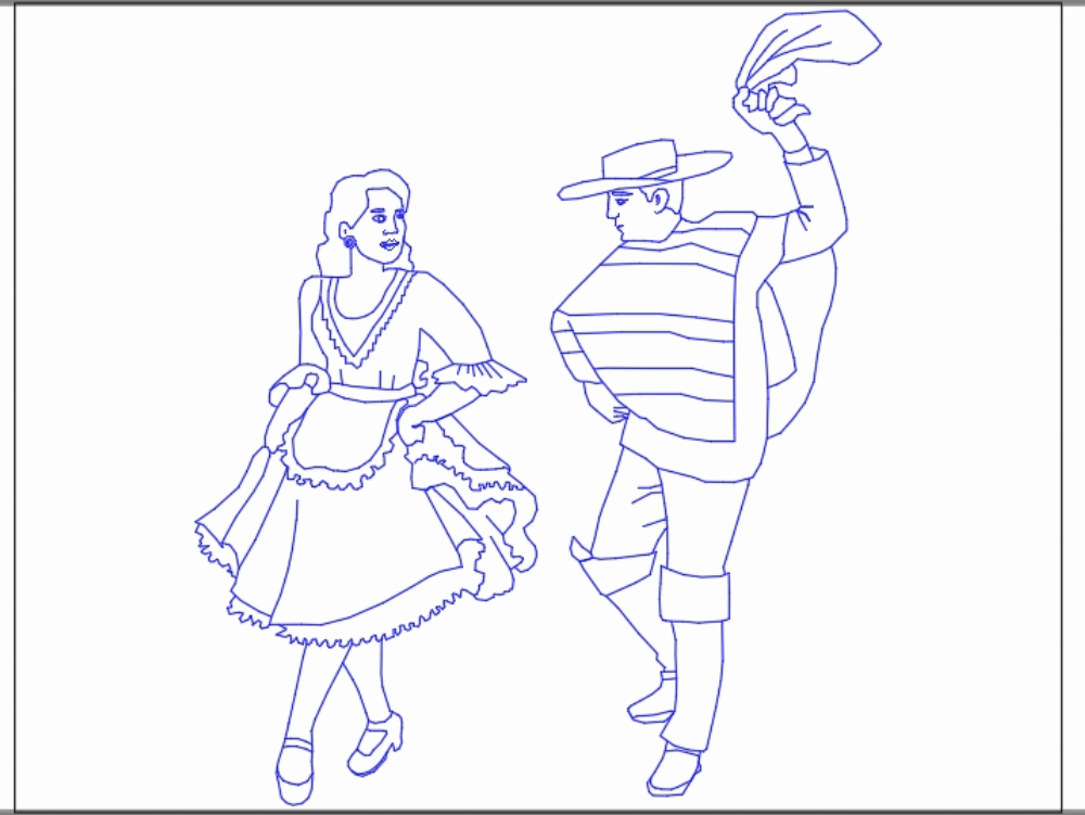Cueca chilena en AutoCAD | Descargar CAD gratis (58.2 KB) | Bibliocad