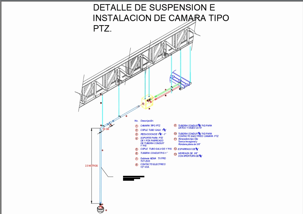 Detalle montaje ptz en AutoCAD | Descargar CAD (182.33 KB) | Bibliocad