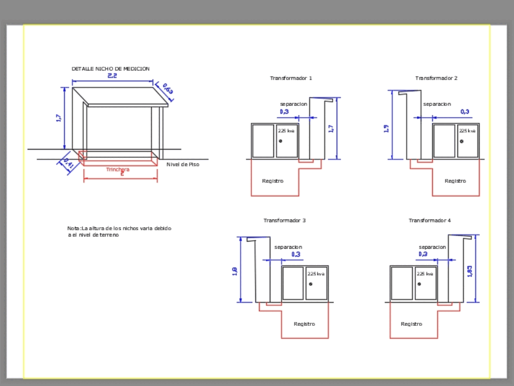 Detalle simple nicho para medicion en AutoCAD | CAD (25.14 KB) | Bibliocad