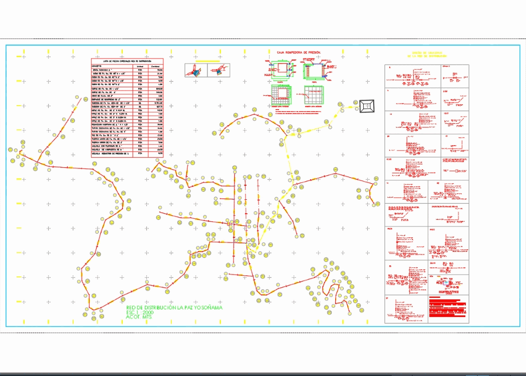 Red de distribucion de agua potable en AutoCAD | CAD (492.55 KB) | Bibliocad