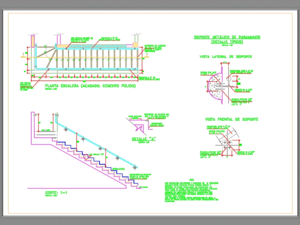 Detalle De Escalera Metalica En Autocad Cad 23347 Kb
