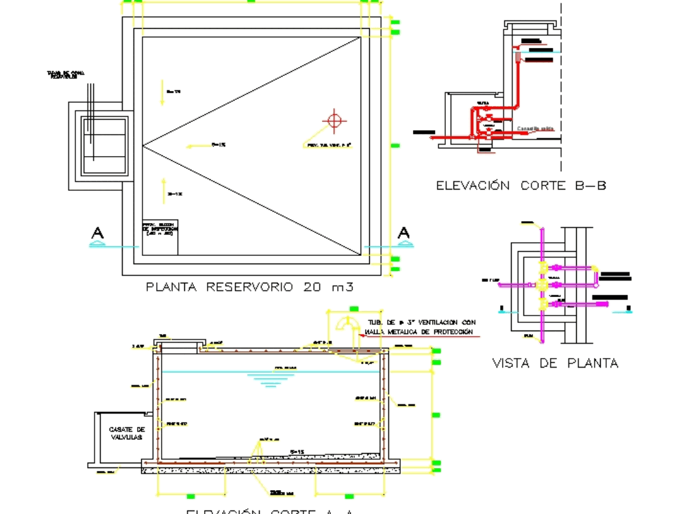 Reservorio en AutoCAD | Descargar CAD gratis (105.81 KB) | Bibliocad