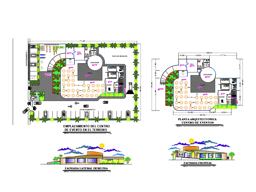 Centro De Eventos Em Autocad Baixar Cad 783 76 Kb Bibliocad